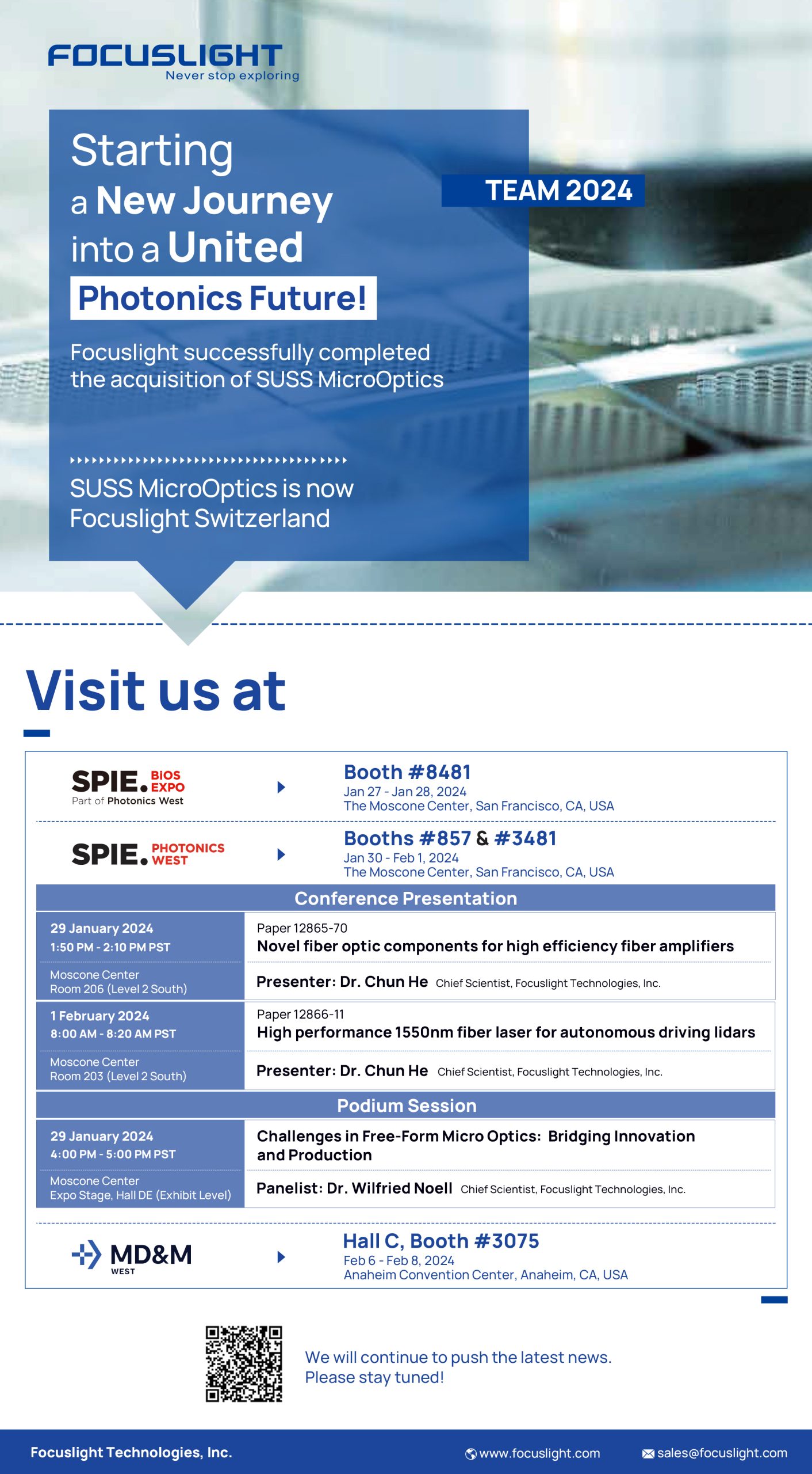 Focuslight Will Be Exhibiting at the SPIE BiOS Expo, SPIE Photonics ...